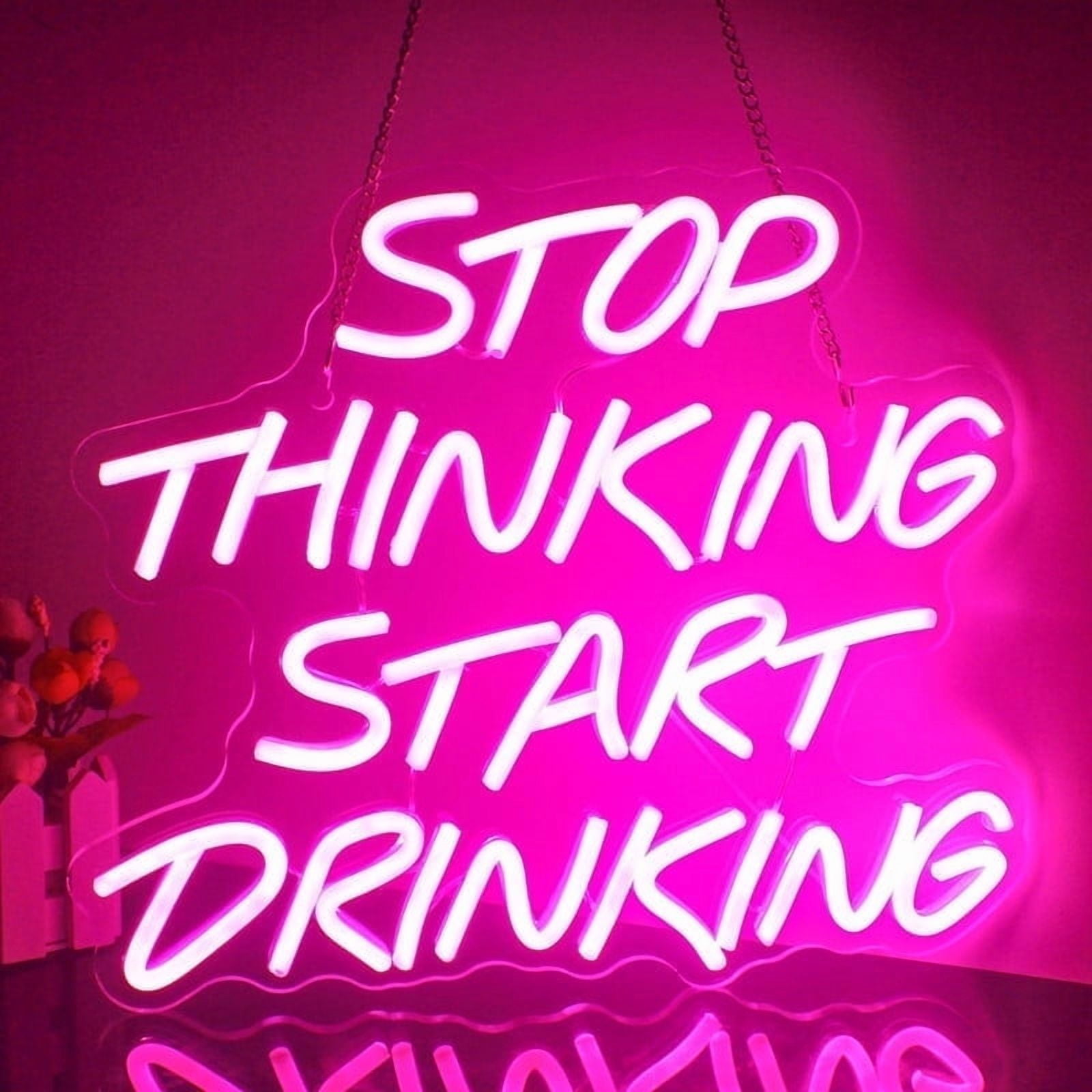 CADODIS Neon Sign STOP THINKING START DRINKING Wall Decor Bedroom Led ...