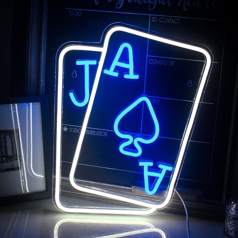 CADODIS Playing Cards Neon Sign Poker Wall Decor Bedroom Led Table ...