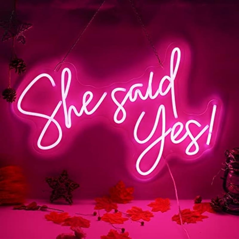 CADODIS She Said Yes! Neon Sign Cold PINK LED Light Wedding Proposal ...