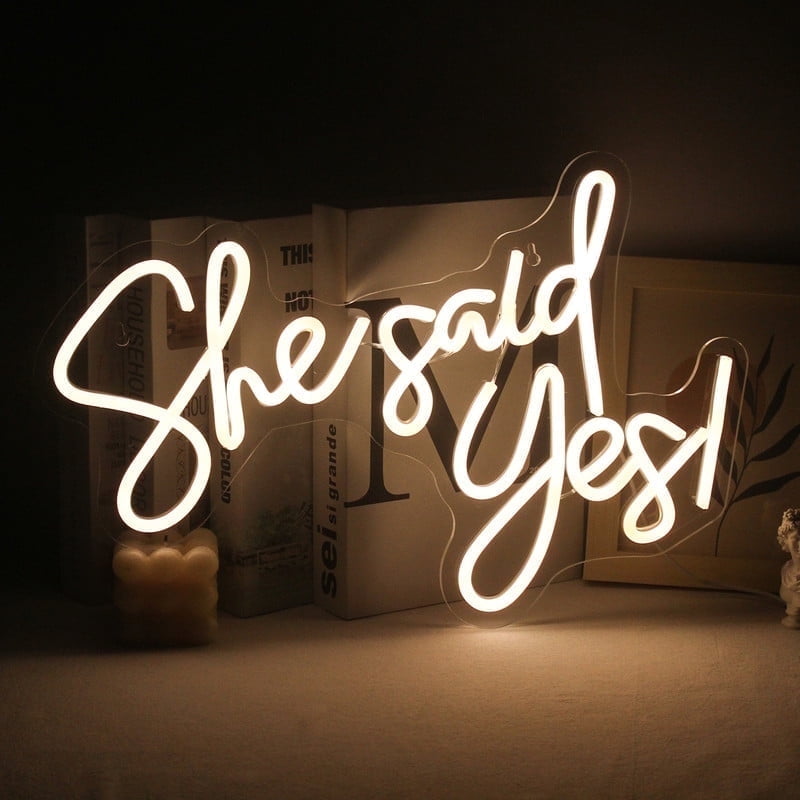 CADODIS She Said Yes! Neon Sign Warm White LED Light Wedding Proposal ...