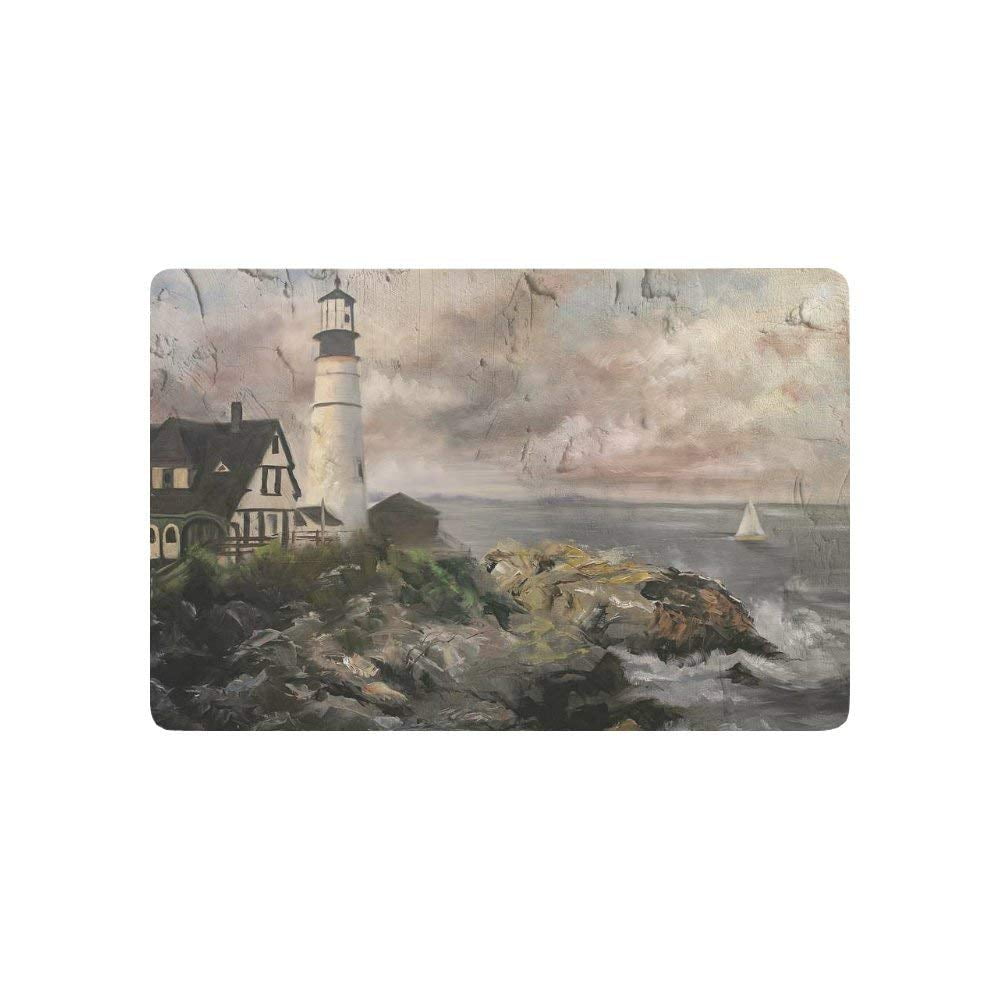 CADecor Beach Theme Door Mat Home Decor, New England Lighthouse Waves ...