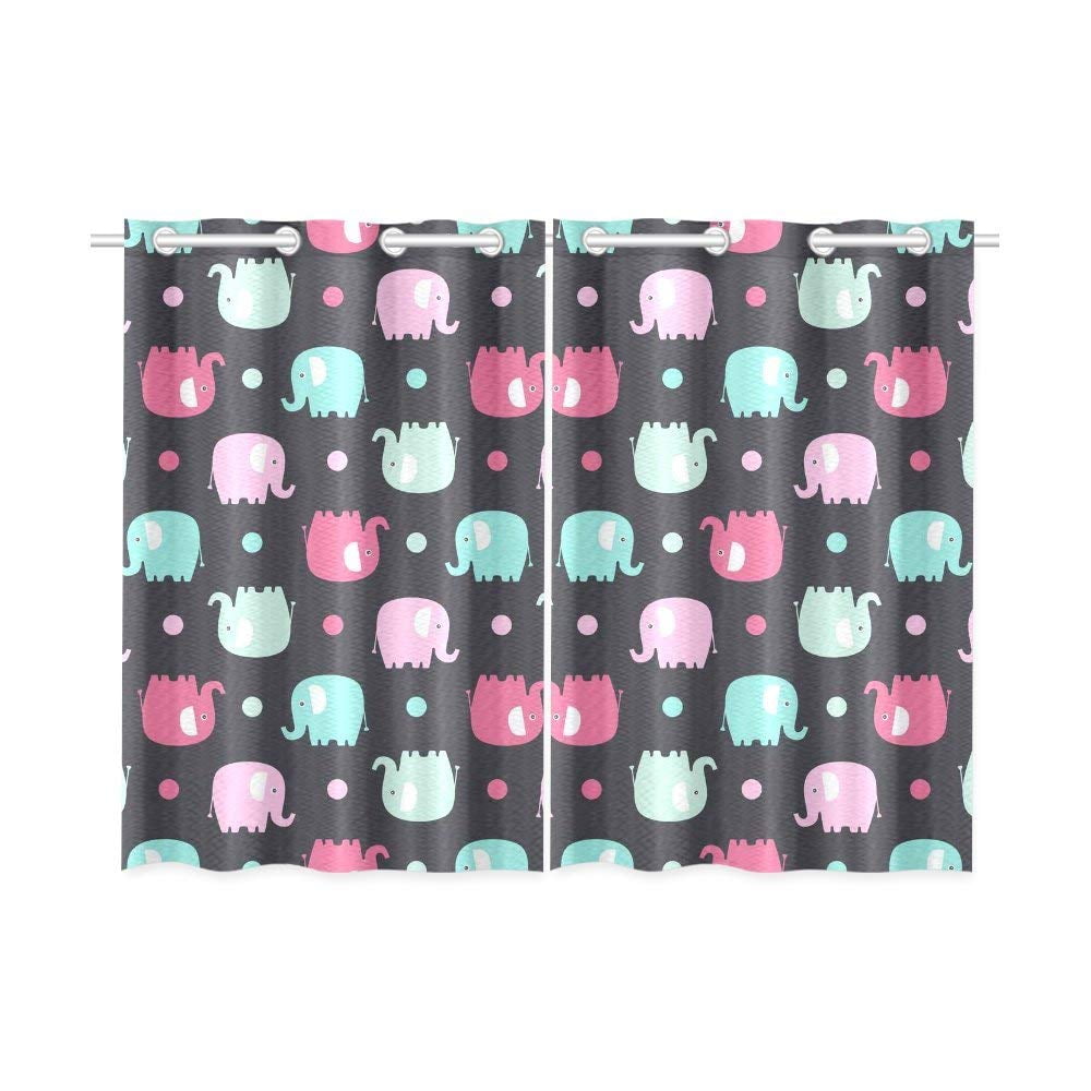 CADecor Cartoon Animals Window Kitchen Curtain, Cute Elephants Window ...