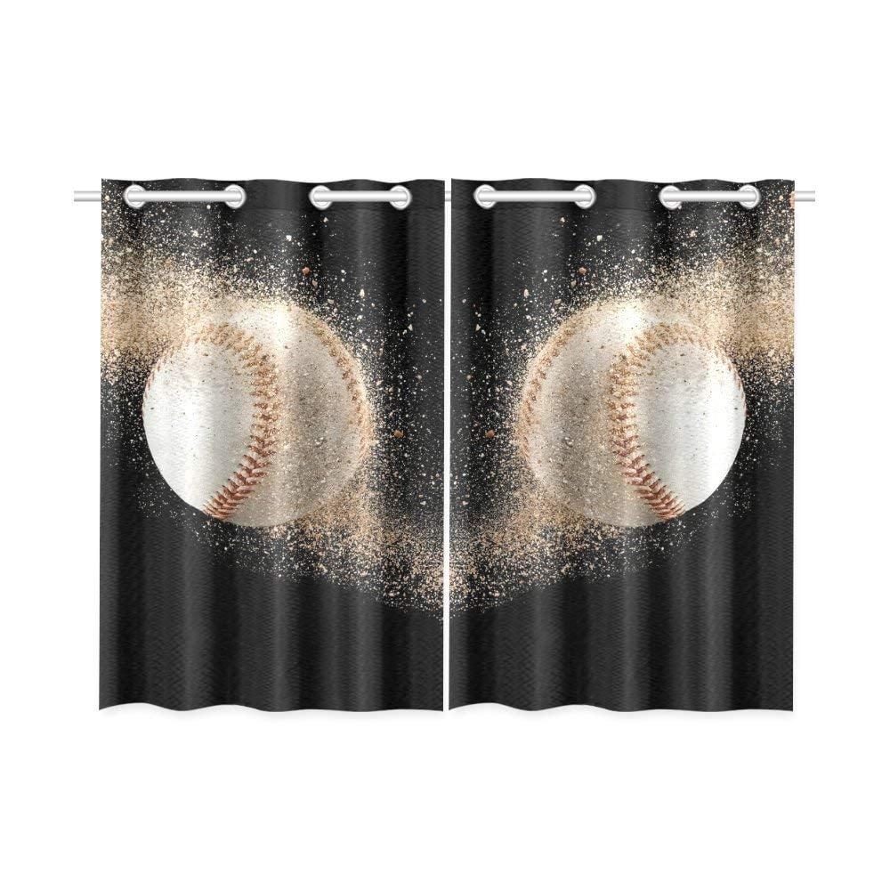 CADecor Cool Sports Window Kitchen Curtain, Baseball Window Treatment ...