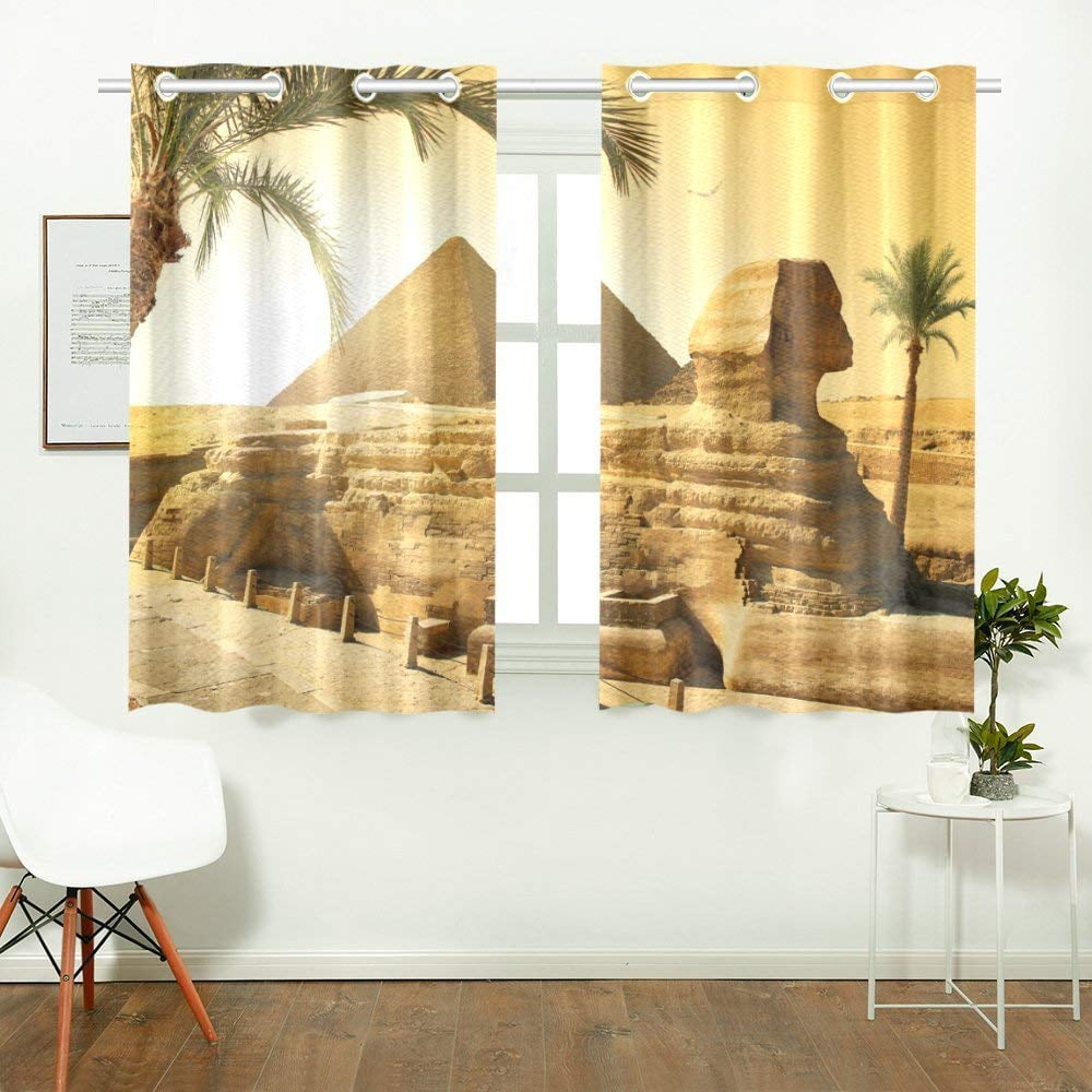 CADecor Egyptian Sphinx and Pyramid Window Treatment Panel Curtains ...