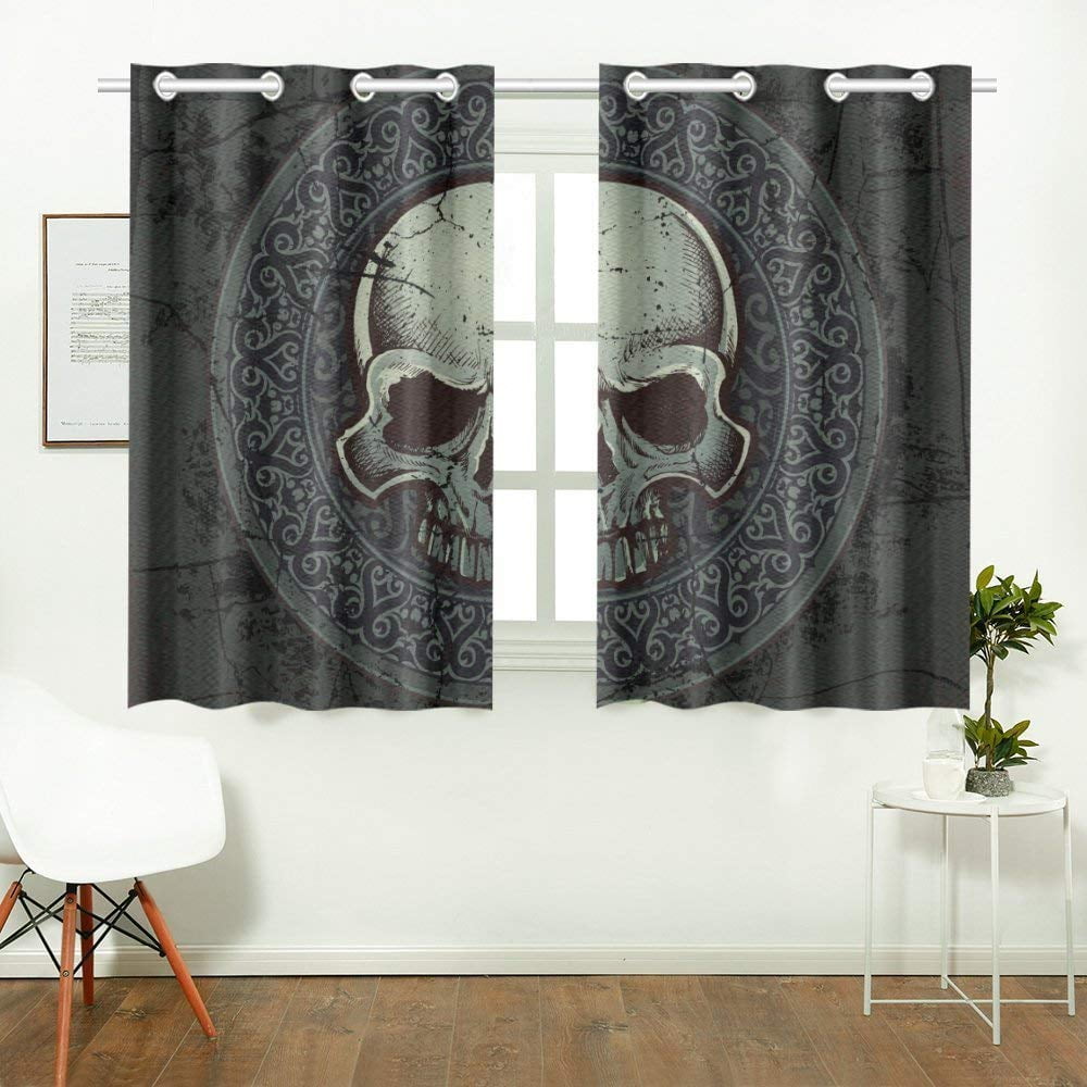 CADecor Gothic Punk Skull Window Treatment Panel Curtains Window ...