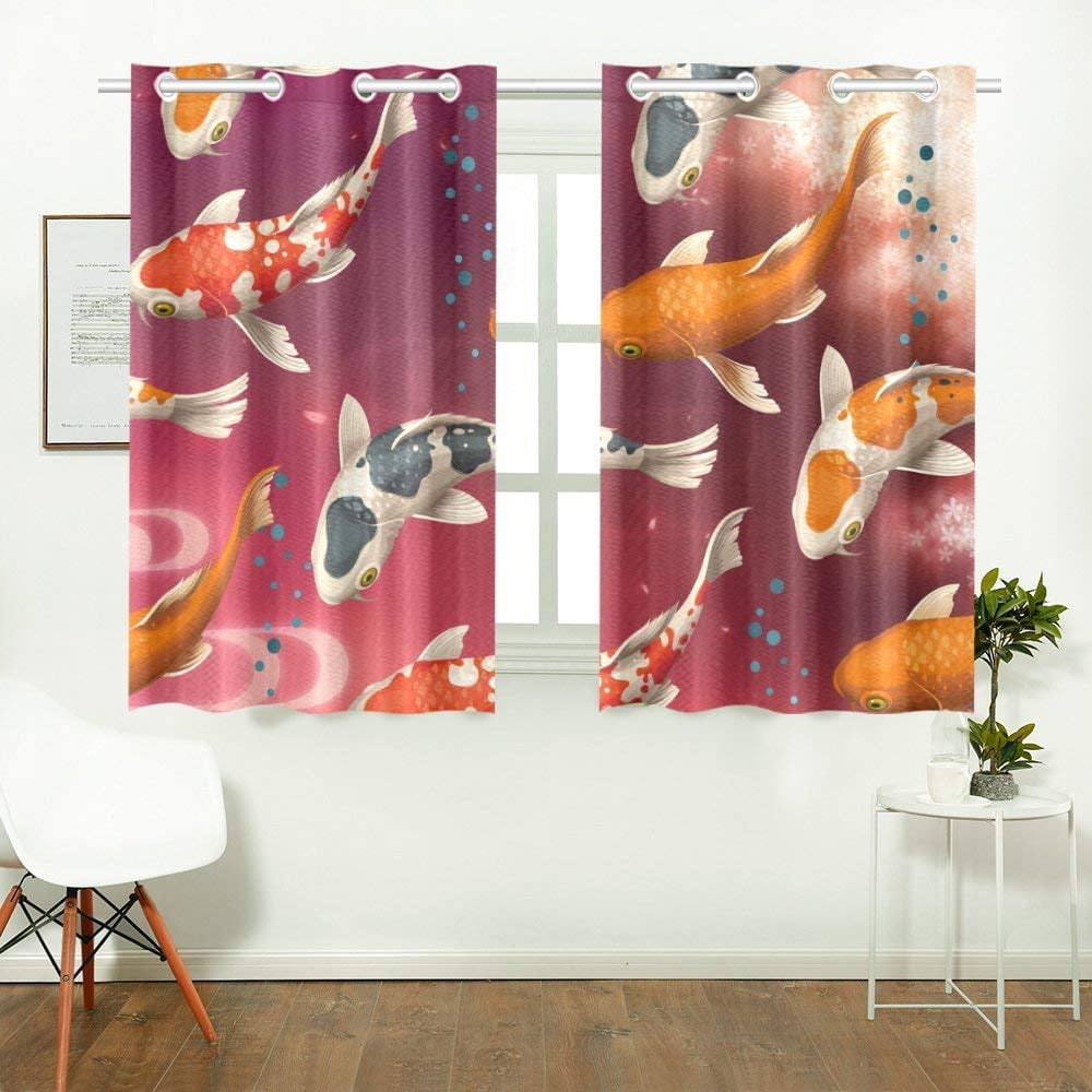 CADecor Japanese Koi Fish Window Treatment Panel Curtains Window ...