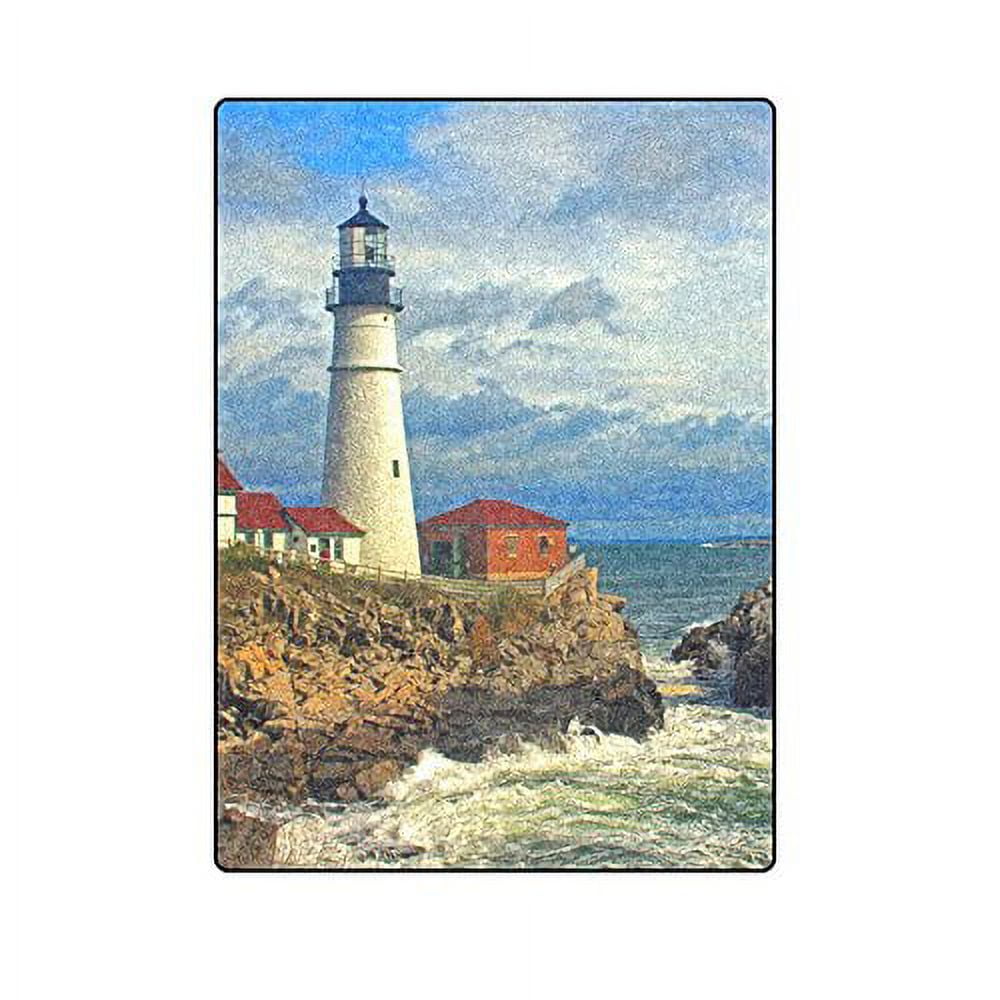 CADecor New England Lighthouse Blanket Throw Super Soft Warm Bed or ...