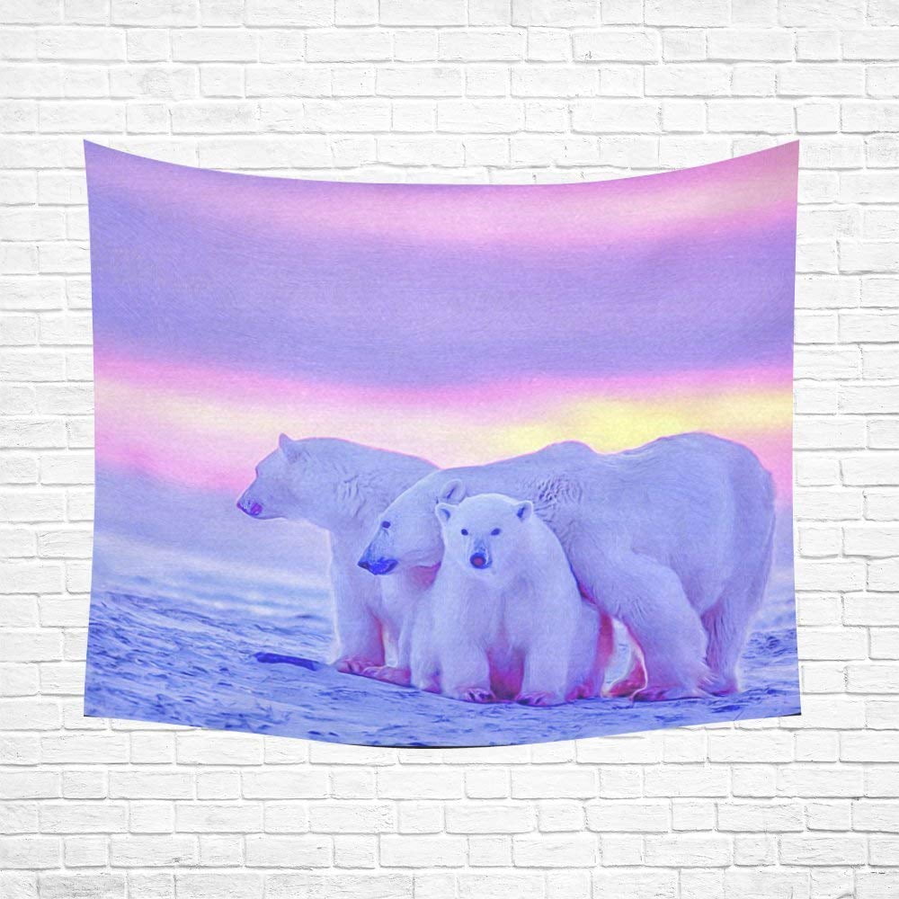 CADecor Polar Bear Cubs Canadian Arctic Sunset Home Decor Tapestry Wall ...