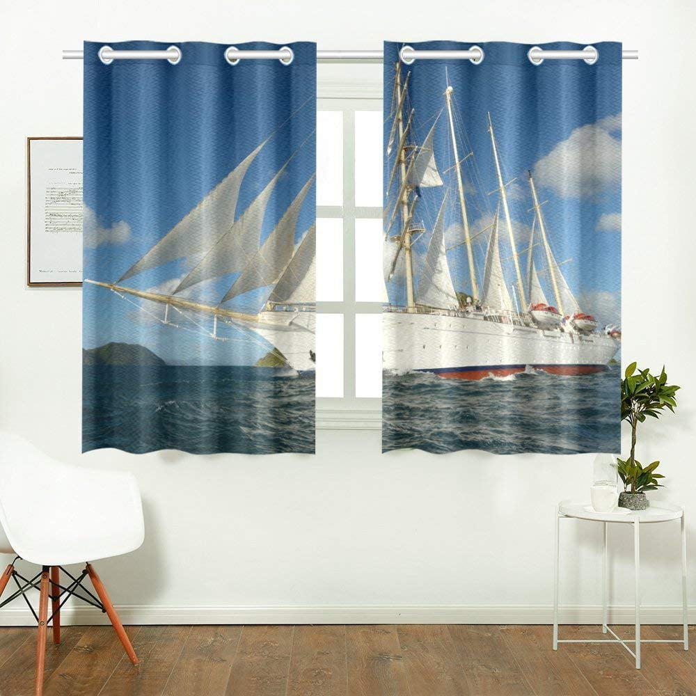 CADecor Sailboat Print Sail Boat Art Window Treatment Panel Curtains ...