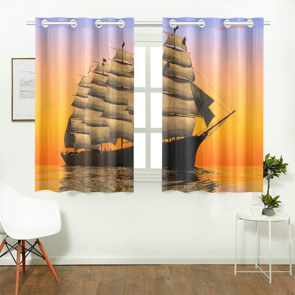 CADecor Sailboat Print Sail Boat Art Window Treatment Panel Curtains ...