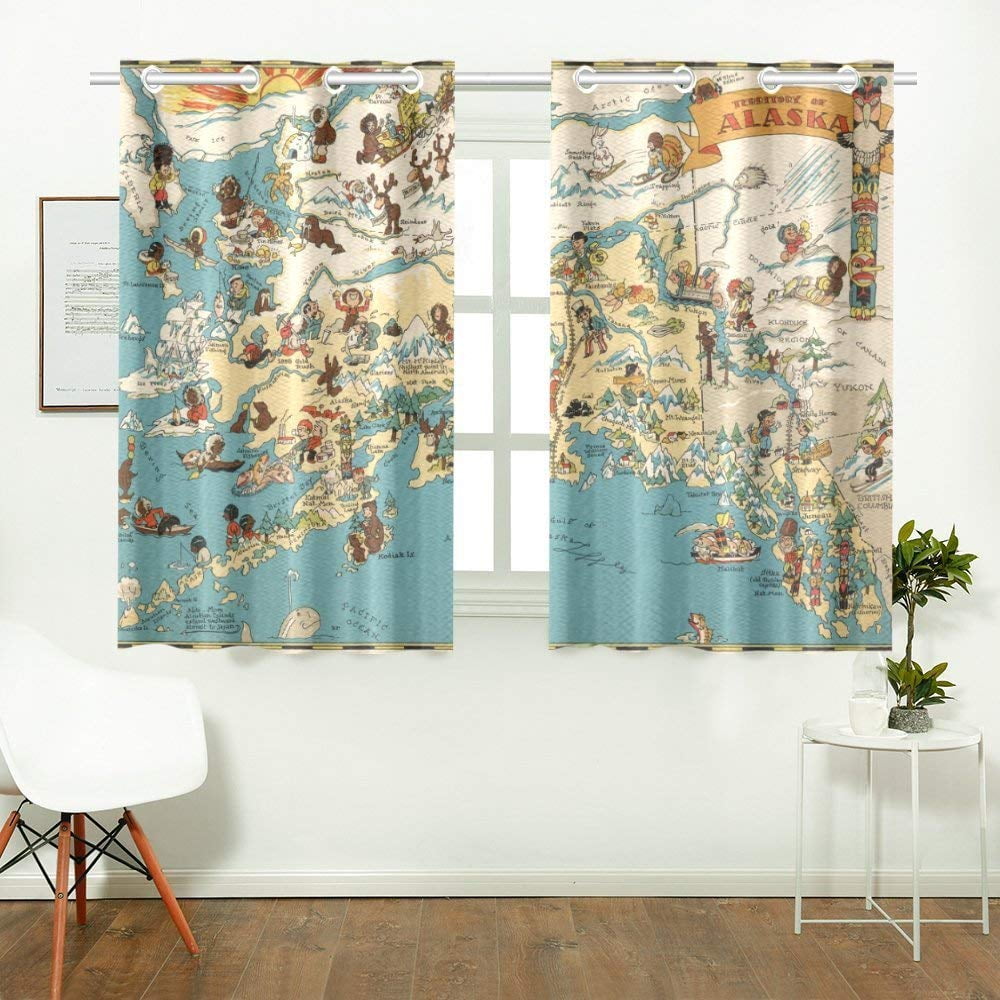 CADecor Vintage 1935 Alaska State MapWindow Treatment Panel Curtains ...