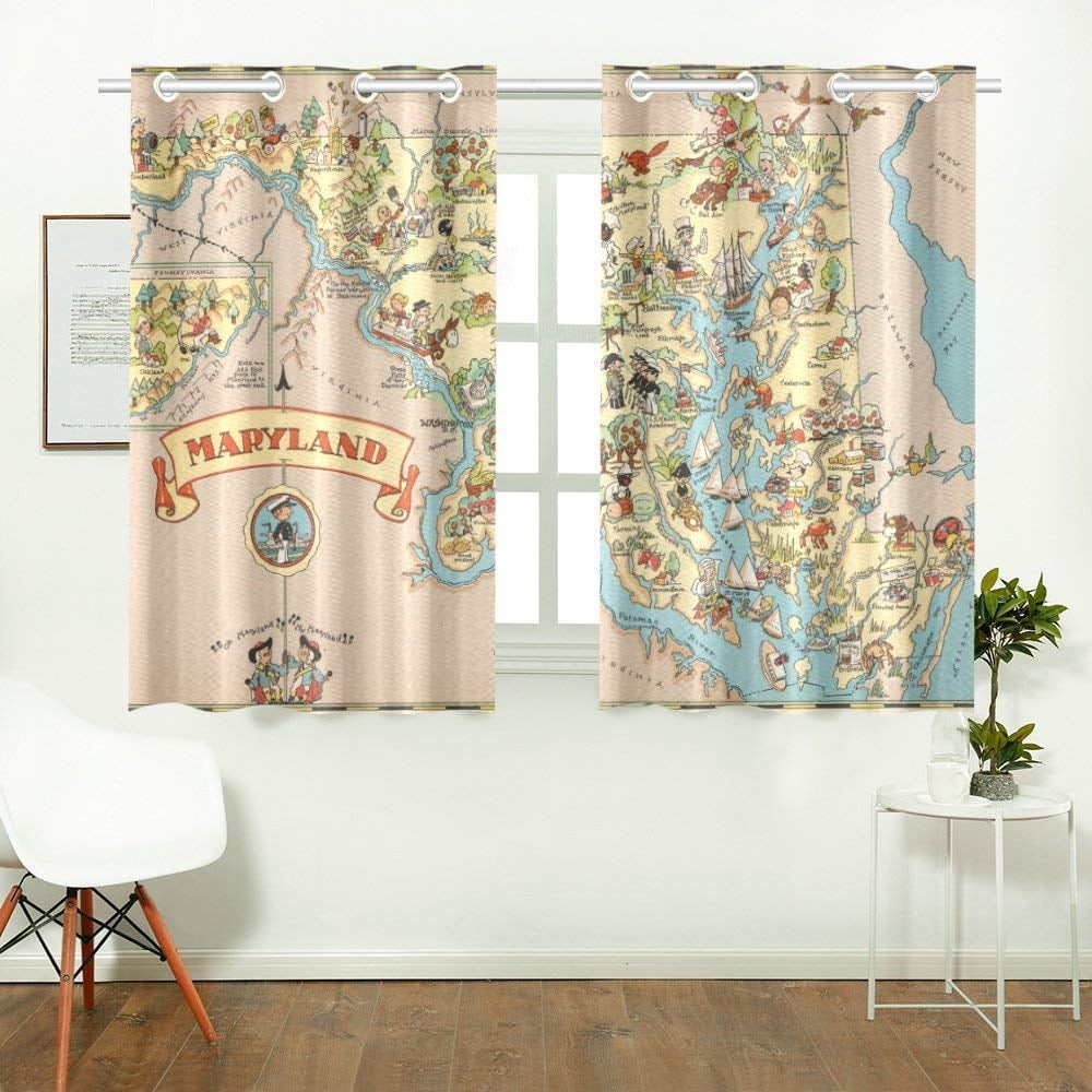 CADecor Vintage 1935 Maryland State MapWindow Treatment Panel Curtains ...