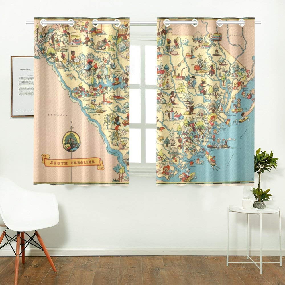 CADecor Vintage 1935 South Carolina State Map Window Treatment Panel ...