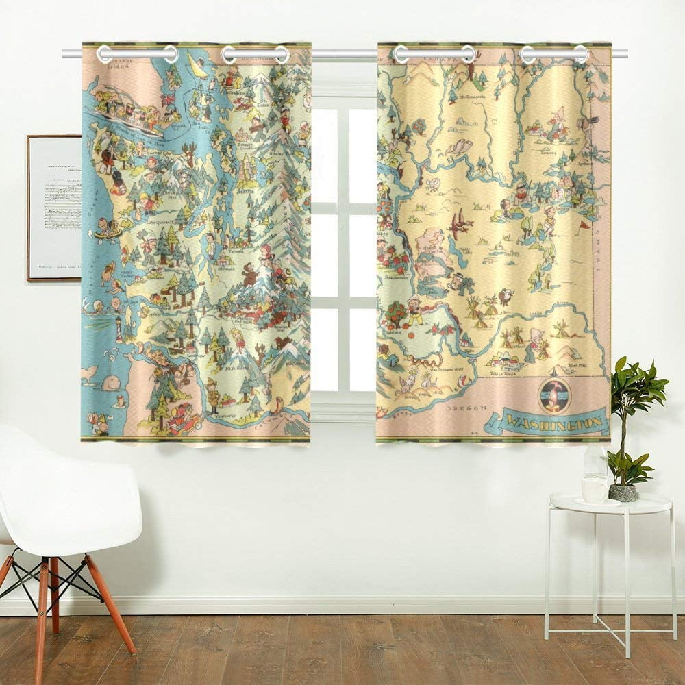 CADecor Vintage 1935 Washington State Map Window Treatment Panel ...