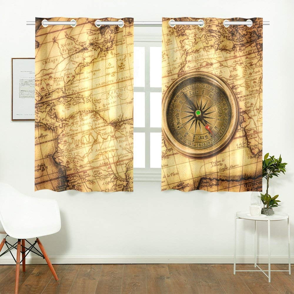 CADecor Vintage Old World Map Window Treatment Panel Curtains Window ...