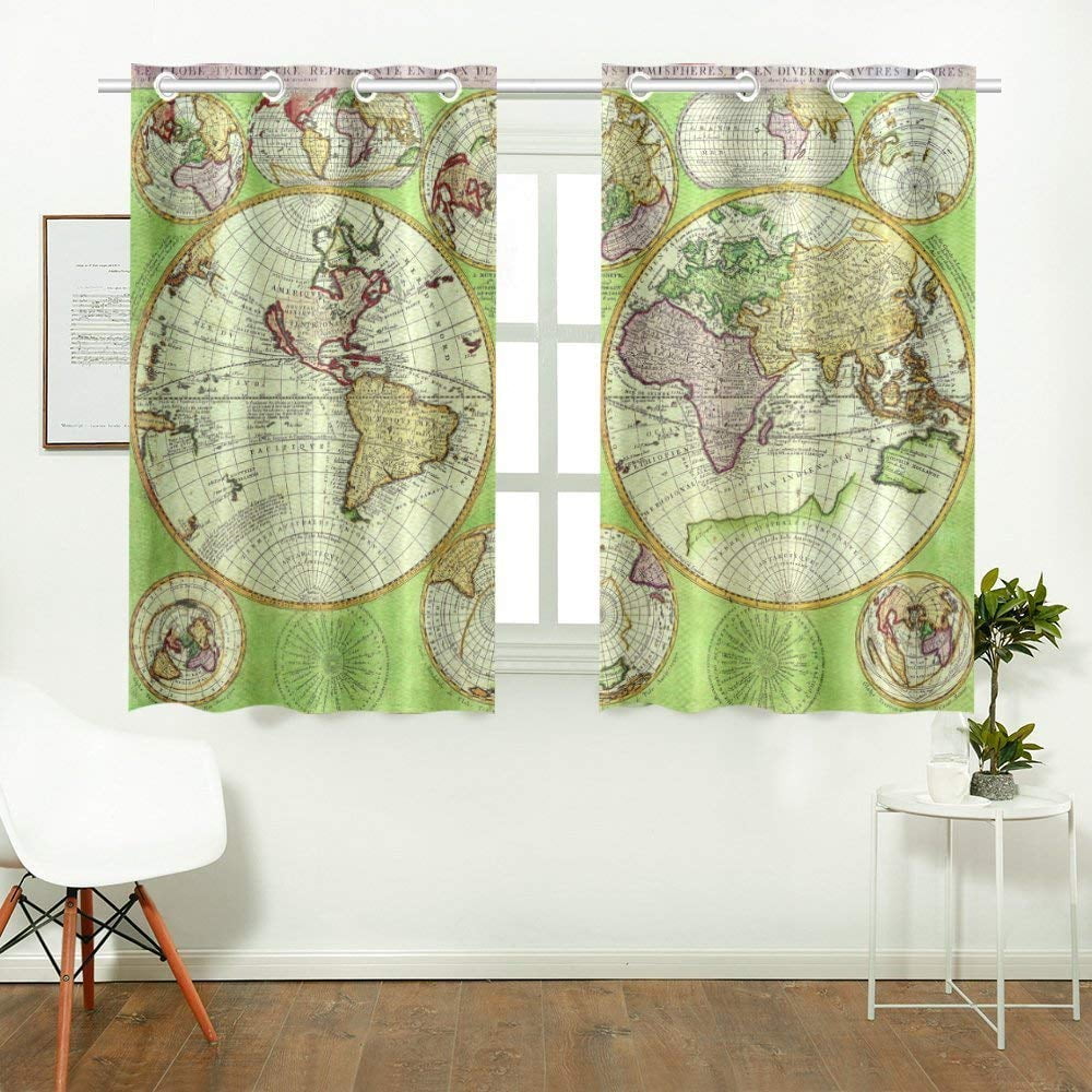 CADecor Vintage Old World Map Window Treatment Panel Curtains Window ...
