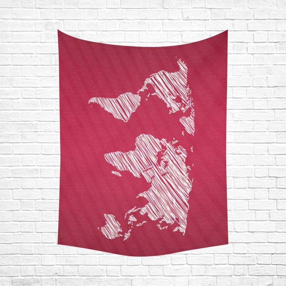 CADecor World Map Red Backwards Background Tapestry Wall Decor Living ...
