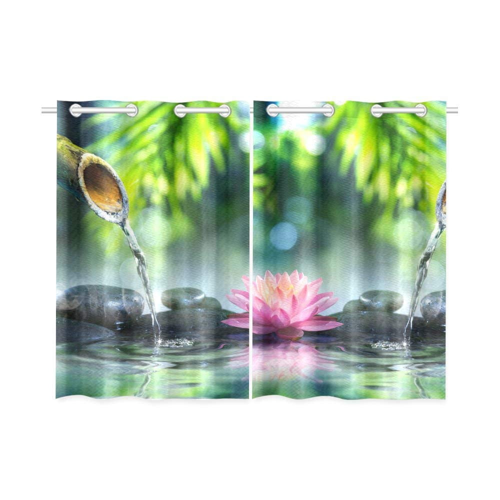 CADecor Zen Garden Window Kitchen Curtain, Zen Stones Bamboo Waterlily ...