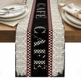 CAFE Cotton Linen Table Runner Traditional Ethic Flowers Black Plaids ...