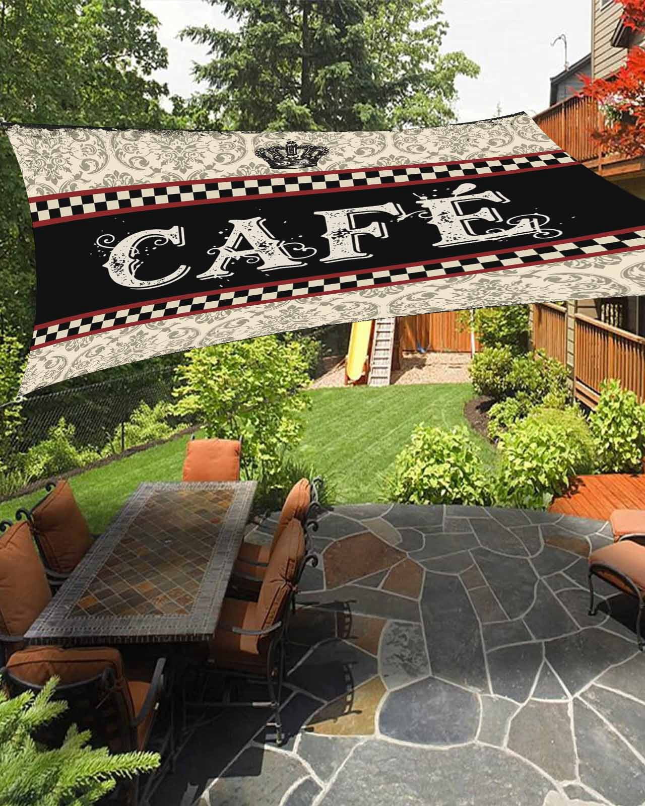 CAFE Sun Shade Sail 6.5'X10' Traditional Ethic Flowers Black Plaids ...