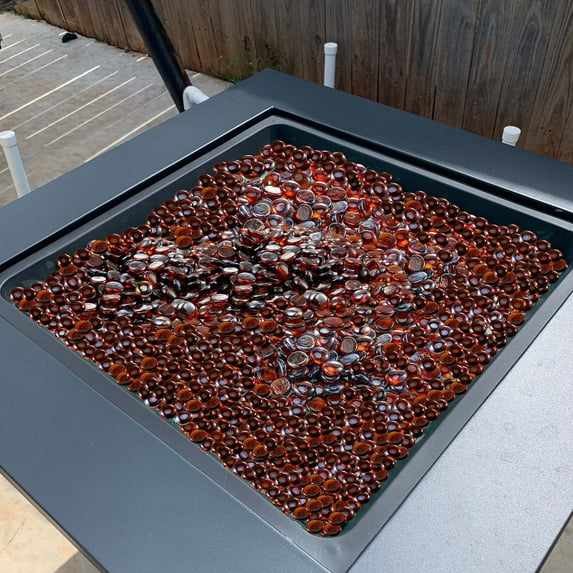 CAFORKP 10 Pound Fire Pit Glass, 3/4" Round Fireplace Rocks in Rich ...