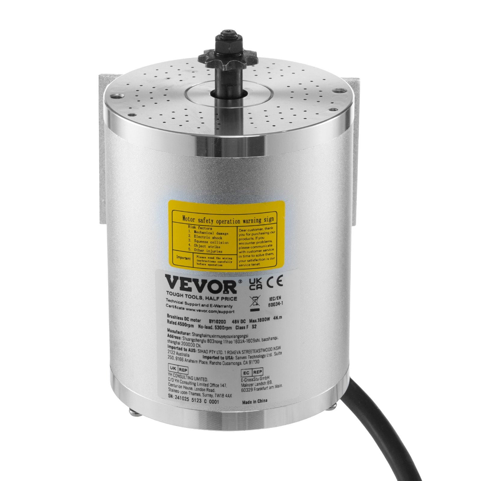 CAFORKP 1800W 48V Electric Brushless Motor, 4500 RPM High-Speed Engine ...