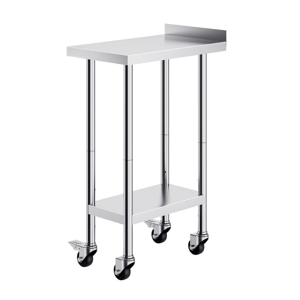 CAFORKP 24" x15" Stainless Work Table - Casters Adjustable Height ...
