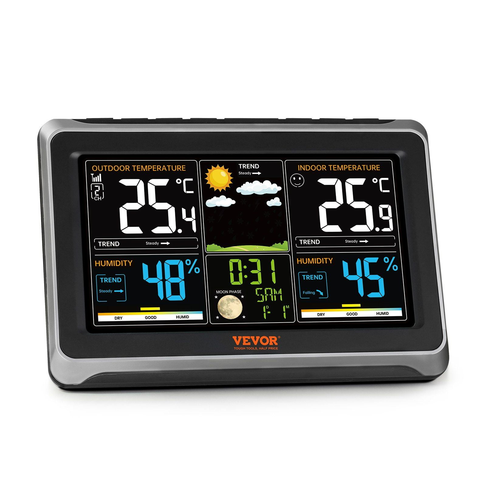 CAFORKP 7.5" Large Color Display Wireless Weather Station with Outdoor ...