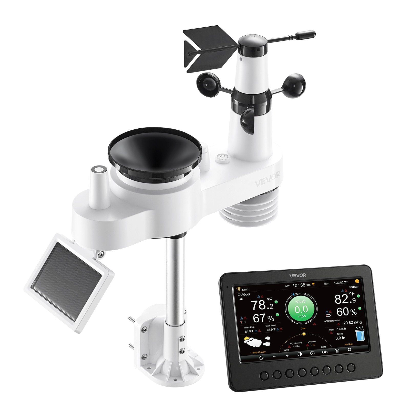 CAFORKP 7-in-1 Solar Wi-Fi Weather Station with 7" Color Display ...