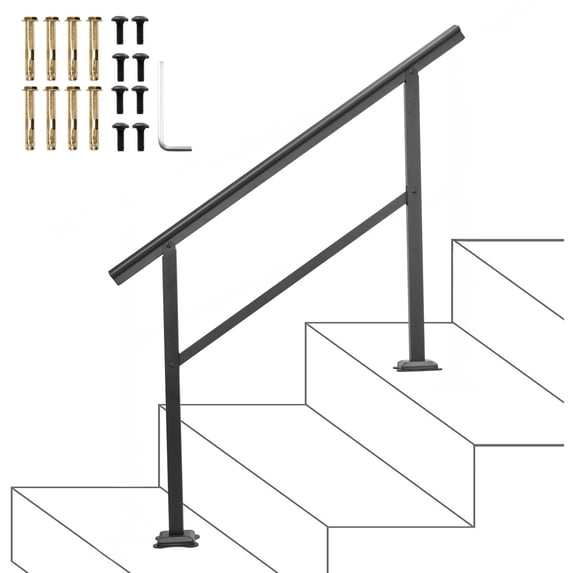 CAFORKP Adjustable 0-30 Degree Aluminum Outdoor Stair Handrail 47.6x35 ...