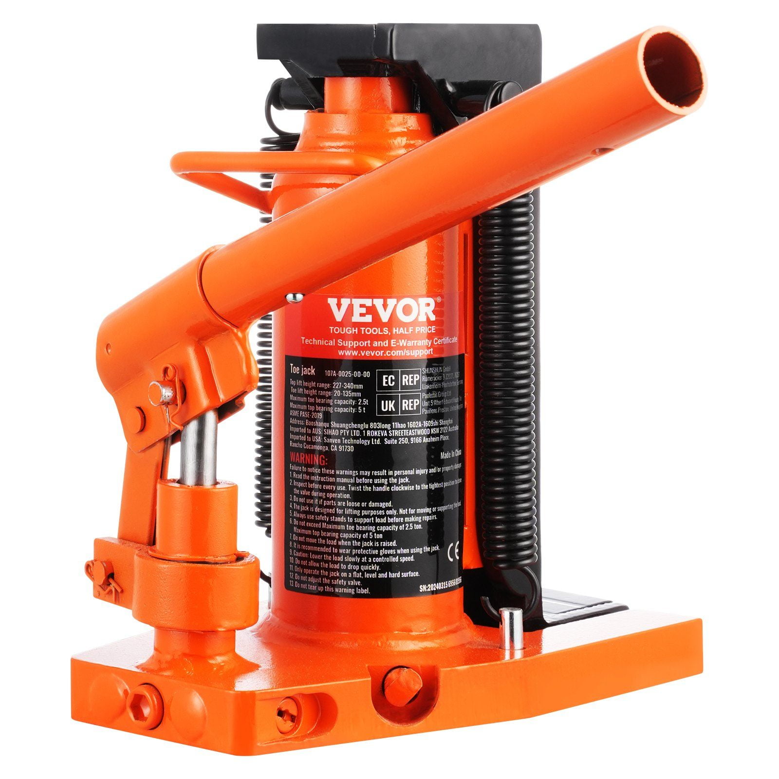 CAFORKP Dual Capacity Hydraulic Toe Jack Lifts 2.5 Ton on Toe, 5 Ton on ...