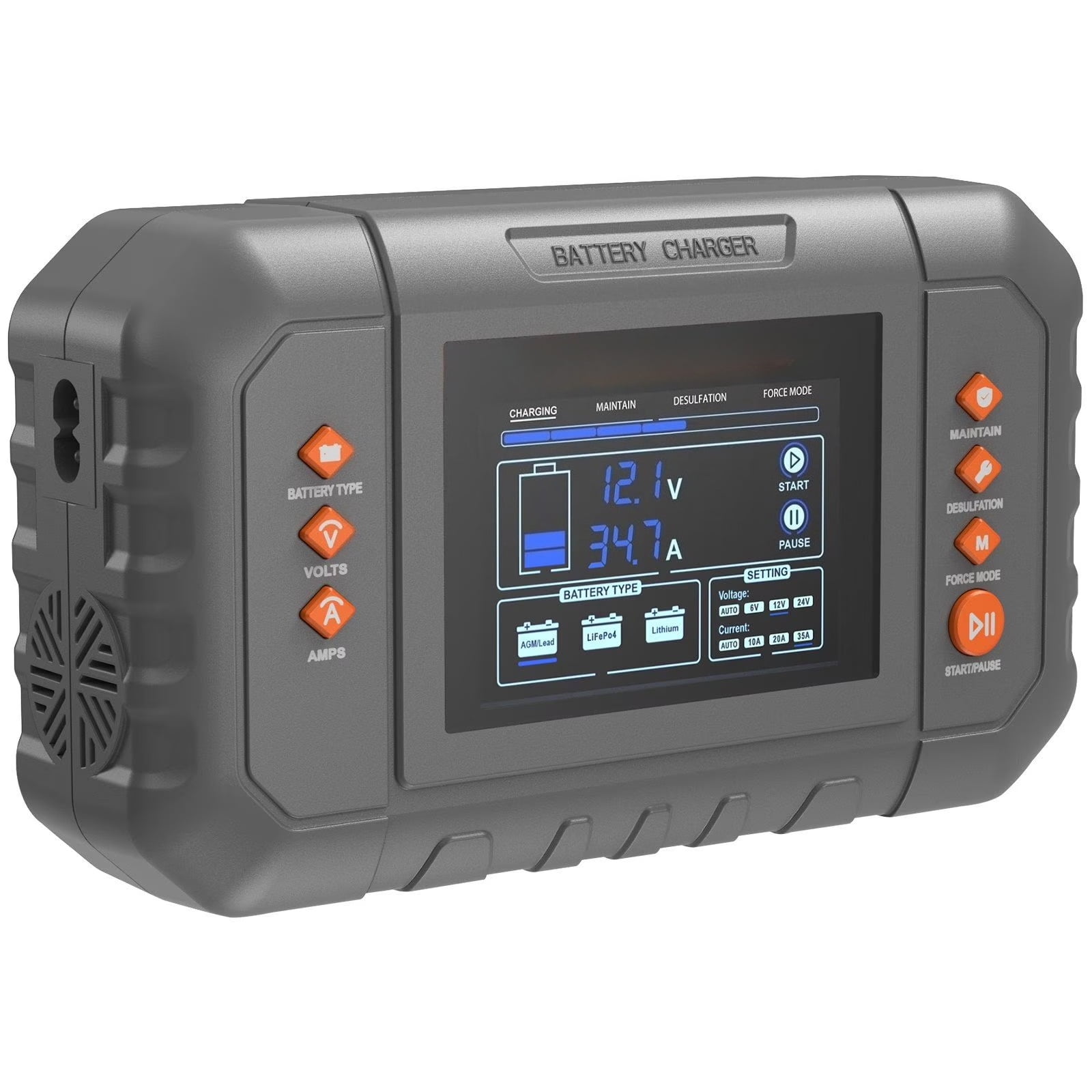 CAFORKP Multi-Mode 35A Battery Charger, for Lithium/AGM/Gel/SLA, LCD ...