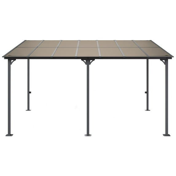 CAFORKP Outdoor Aluminum Hardtop Gazebo 10x14 Feet, Attached Lean-To ...