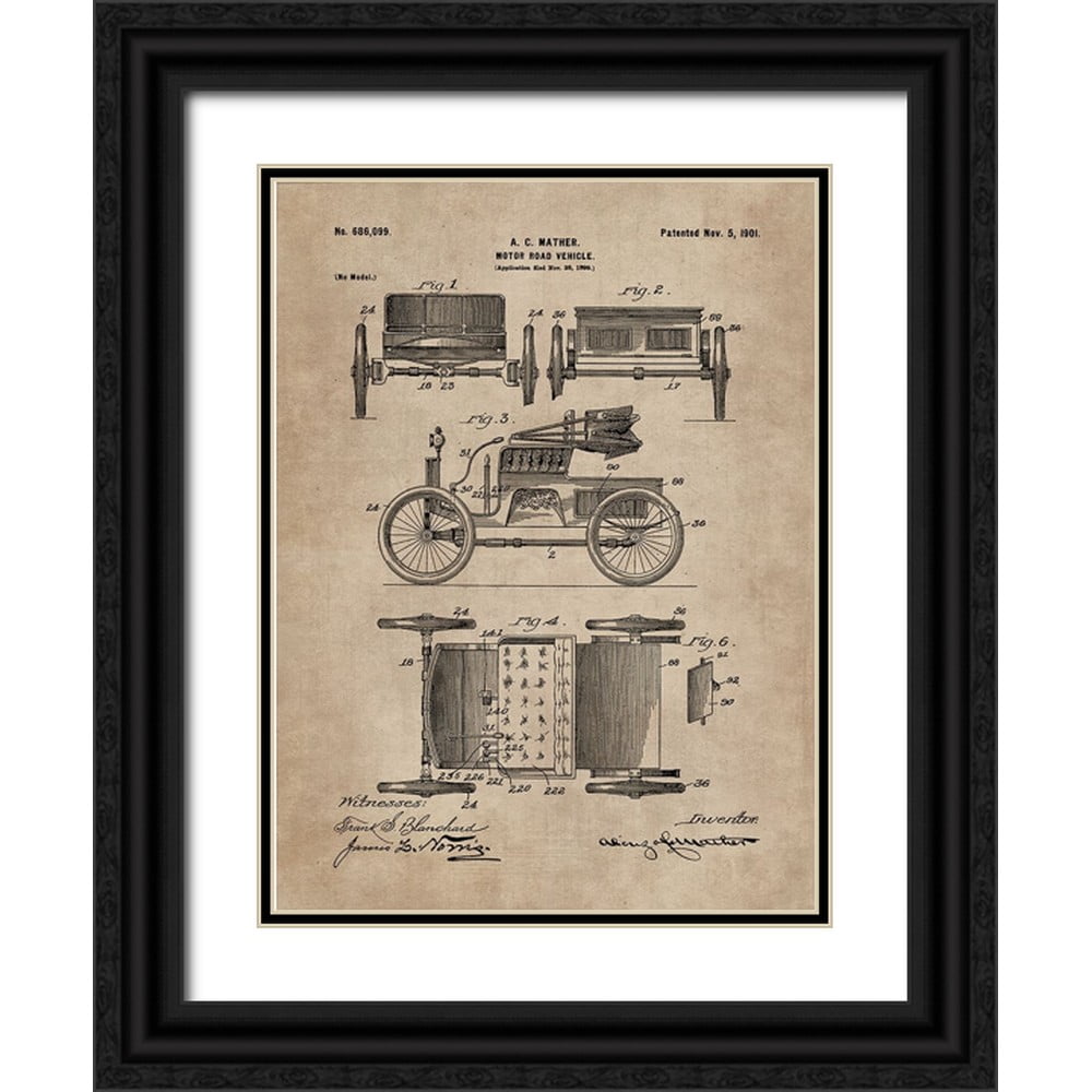 CAG 11x14 Black Ornate Wood Framed with Double Matting Museum Art Print ...