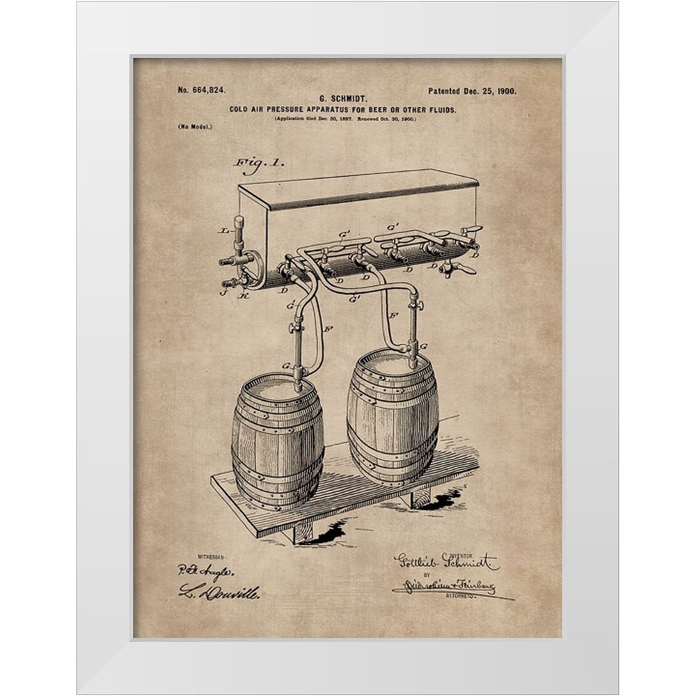CAG 11x14 White Modern Wood Framed Museum Art Print Titled - Patent ...