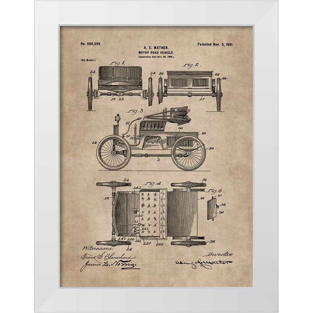 CAG 11x14 White Modern Wood Framed Museum Art Print Titled - Patent ...