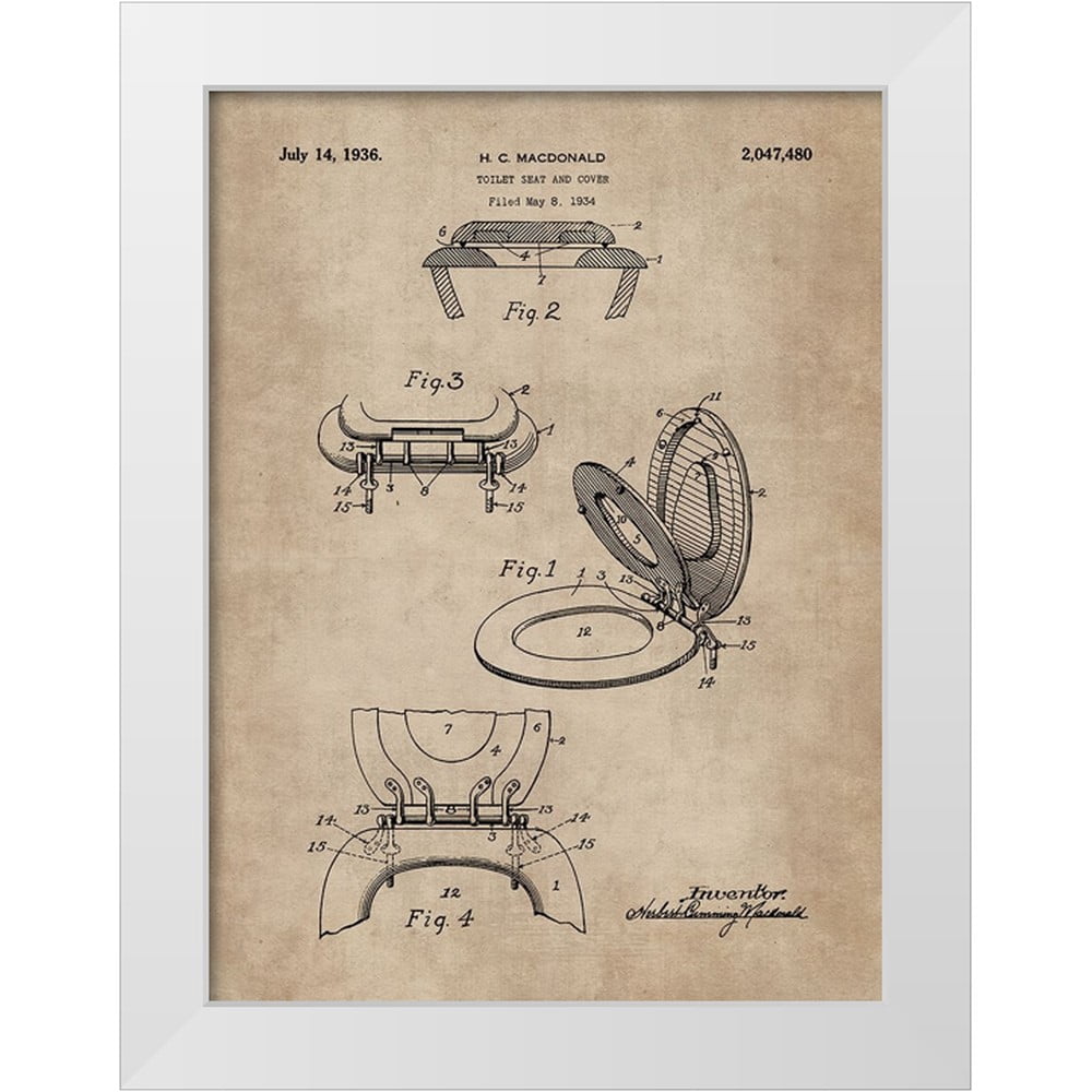 CAG 14x18 White Modern Wood Framed Museum Art Print Titled - Patent ...