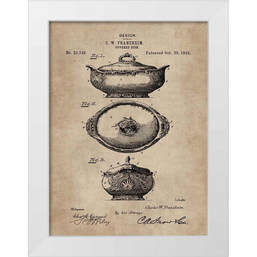 CAG 19x24 White Modern Wood Framed Museum Art Print Titled - Patent ...