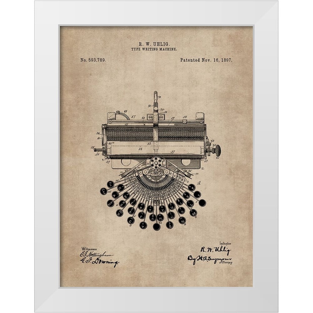 CAG 19x24 White Modern Wood Framed Museum Art Print Titled - Patent ...