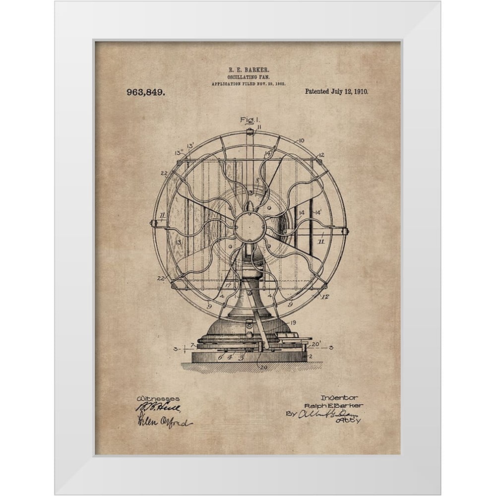 CAG 25x32 White Modern Wood Framed Museum Art Print Titled - Patent ...