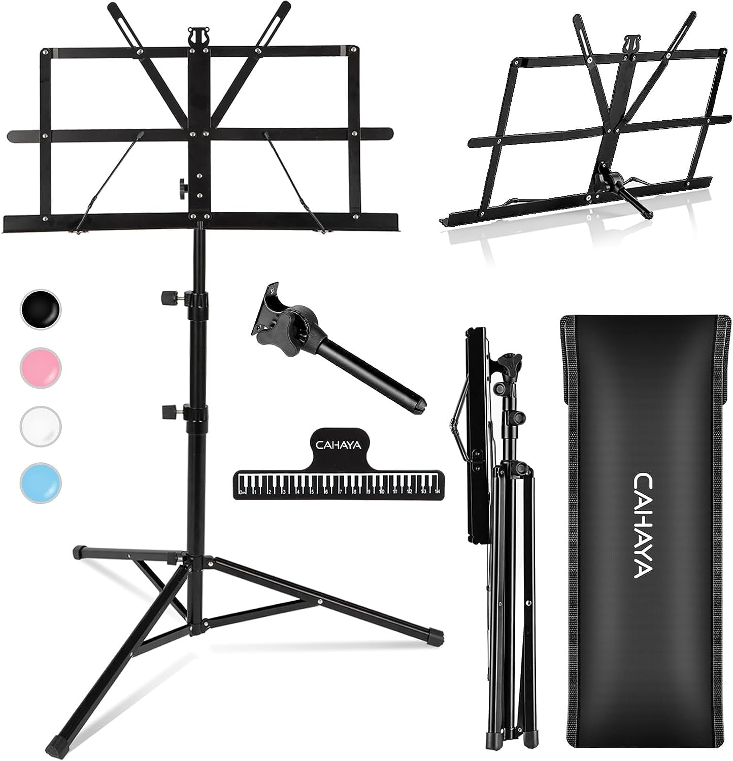 CAHAYA Dual-Use Reinforced Folding Sheet Music Stand with Stand Light ...