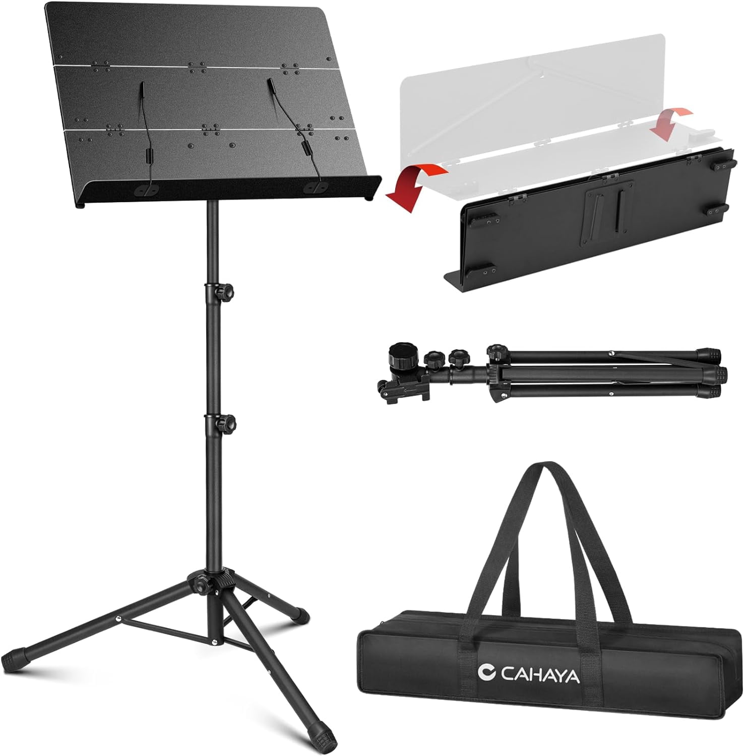 CAHAYA Foldable Sheet Music Stand with Tri-fold Panel Portable Music ...