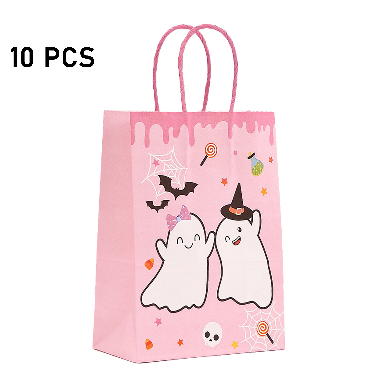 CAHQHLI 10 Pcs Halloween Goodie Bag Pink Little Boo Paper Gift Bags ...
