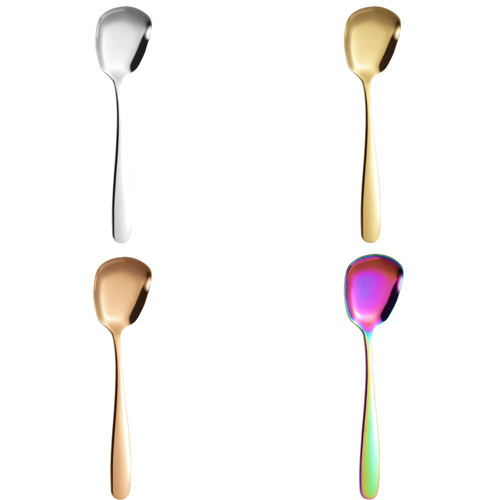 CAHQHLI 4 Pcs Square Head Soup Spoon - Heavy-Gauge Stainless Steel ...