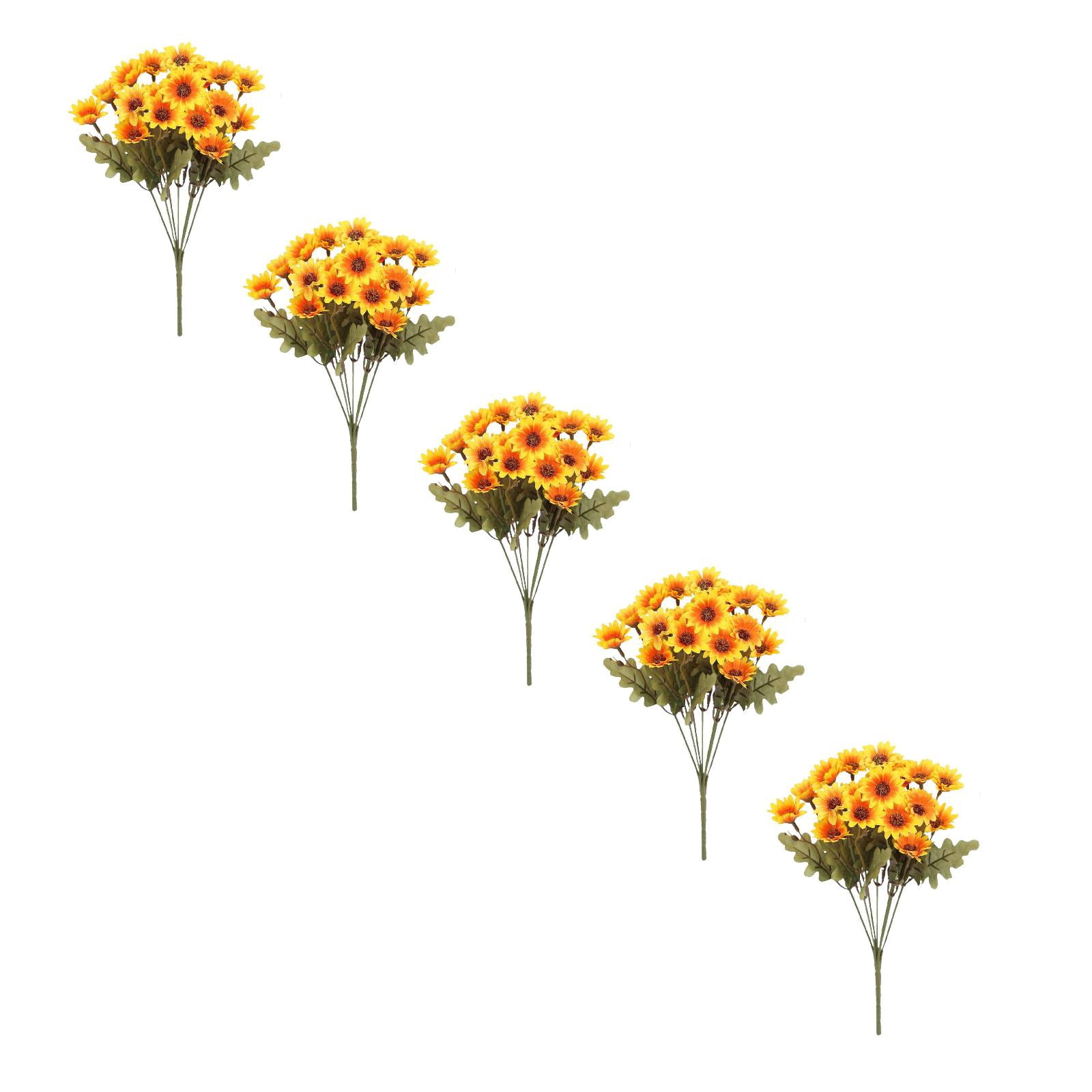 CAHQHLI 5 Bundles Sunflower Faux Mums for Outdoor Artificial Flower ...