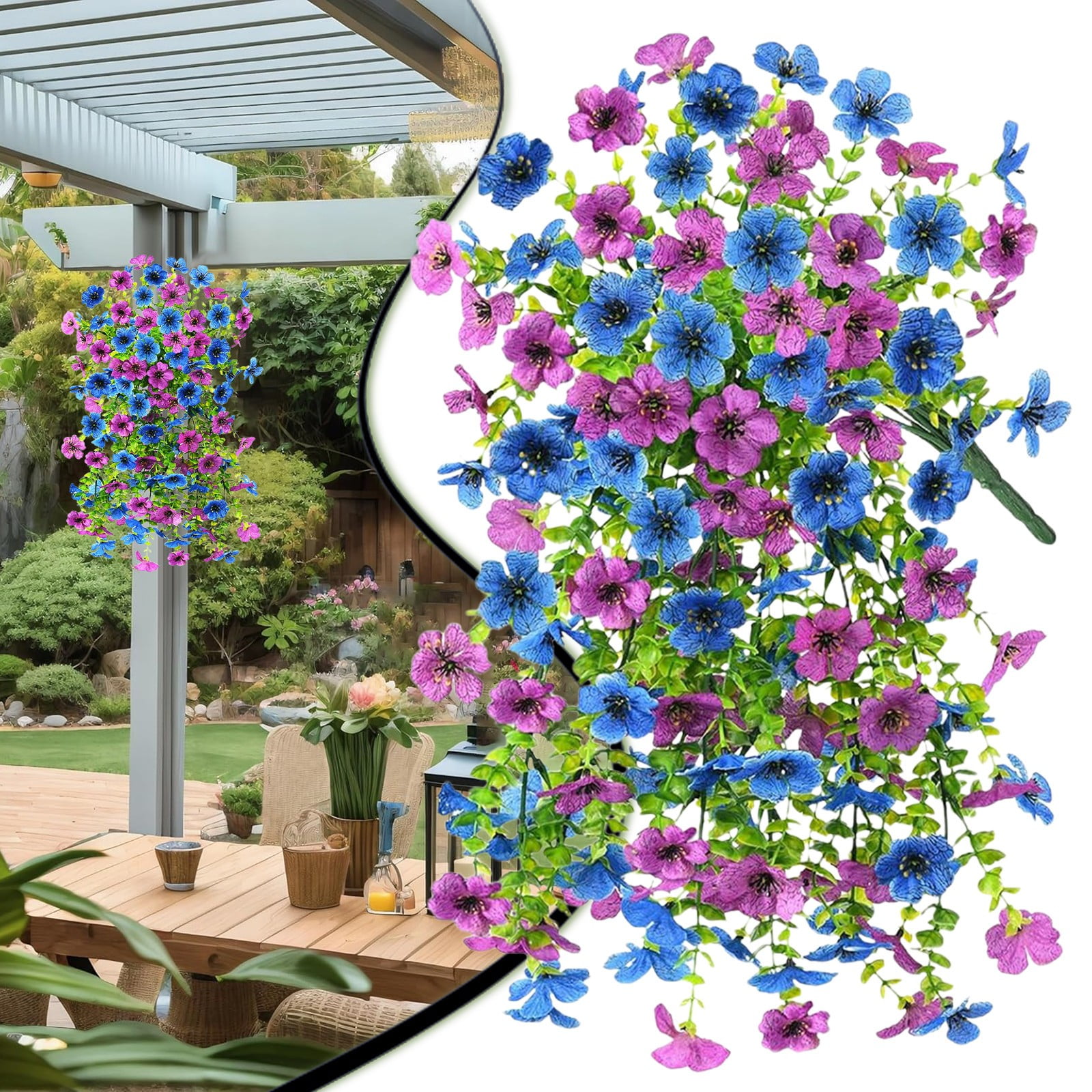 CAHQHLI Artificial Hanging Flowers for Outdoors Decorations, Fake ...