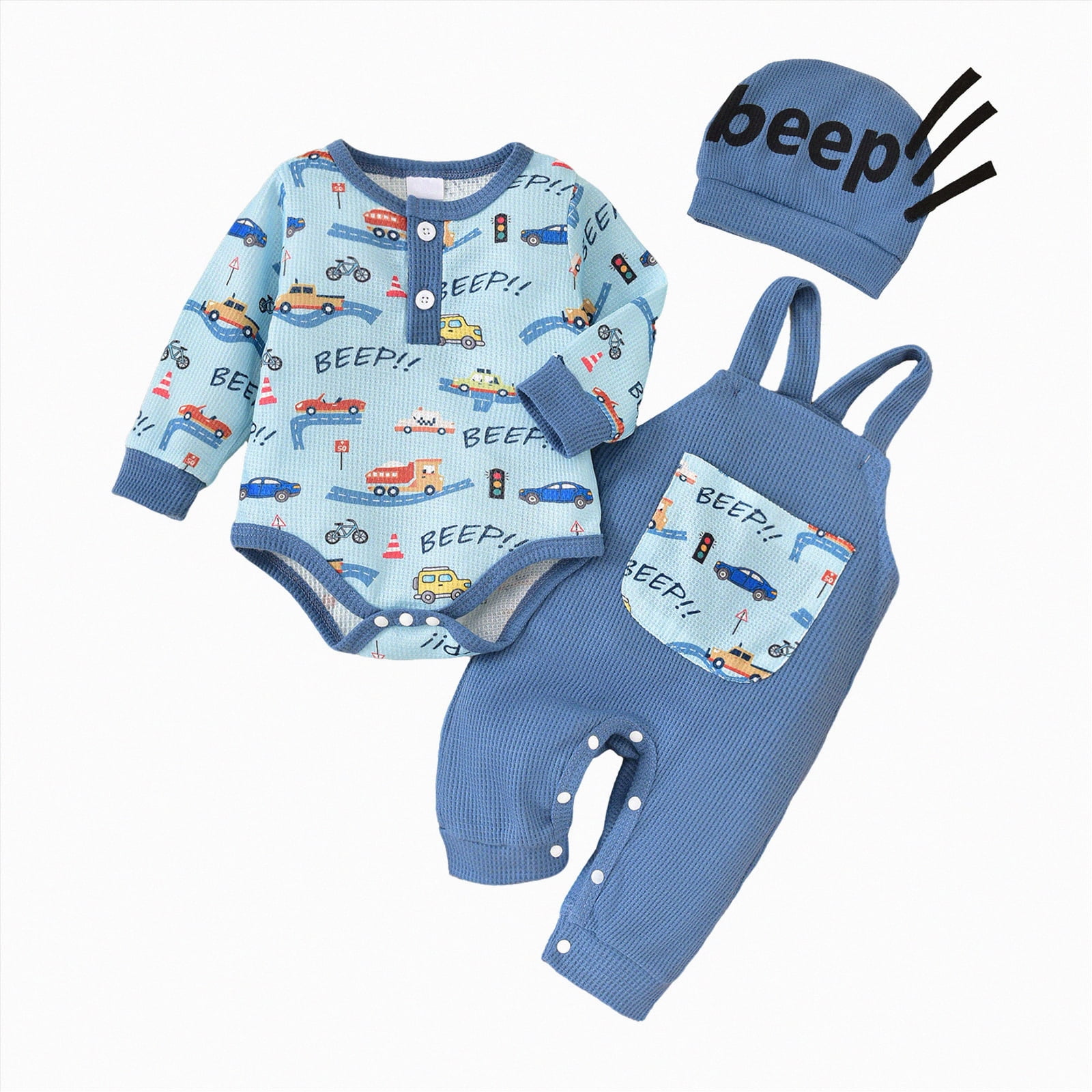 CAICJ98 Baby Boy Girl Outfits Long Sleeve Romper + Overalls Long Pants ...