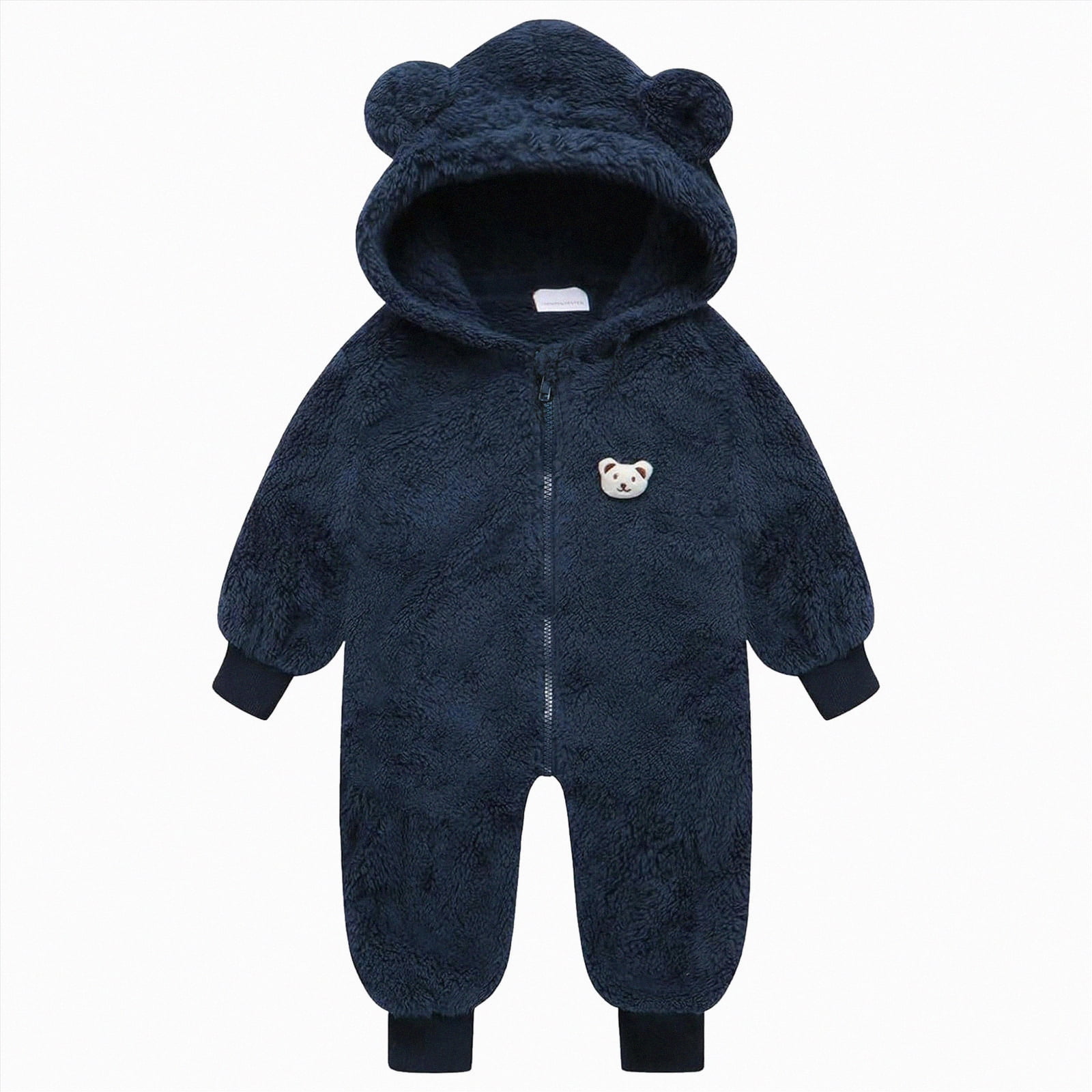 CAICJ98 Baby Fluffy Jumpsuit Hooded Fleece Warm Winter Rompers Long ...