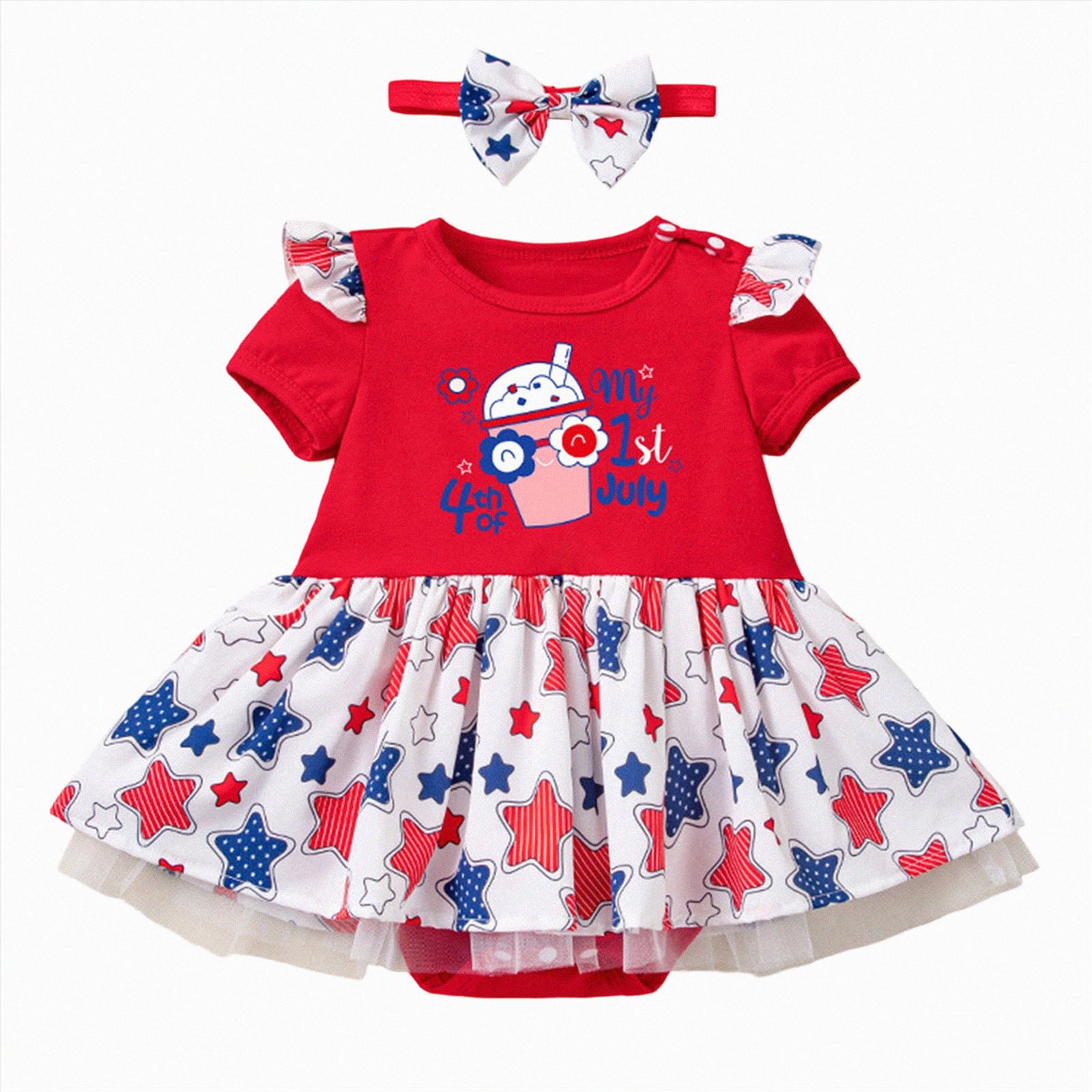 CAICJ98 Baby Girl 4th of July Outfit American Flag Romper Onesie Fourth ...
