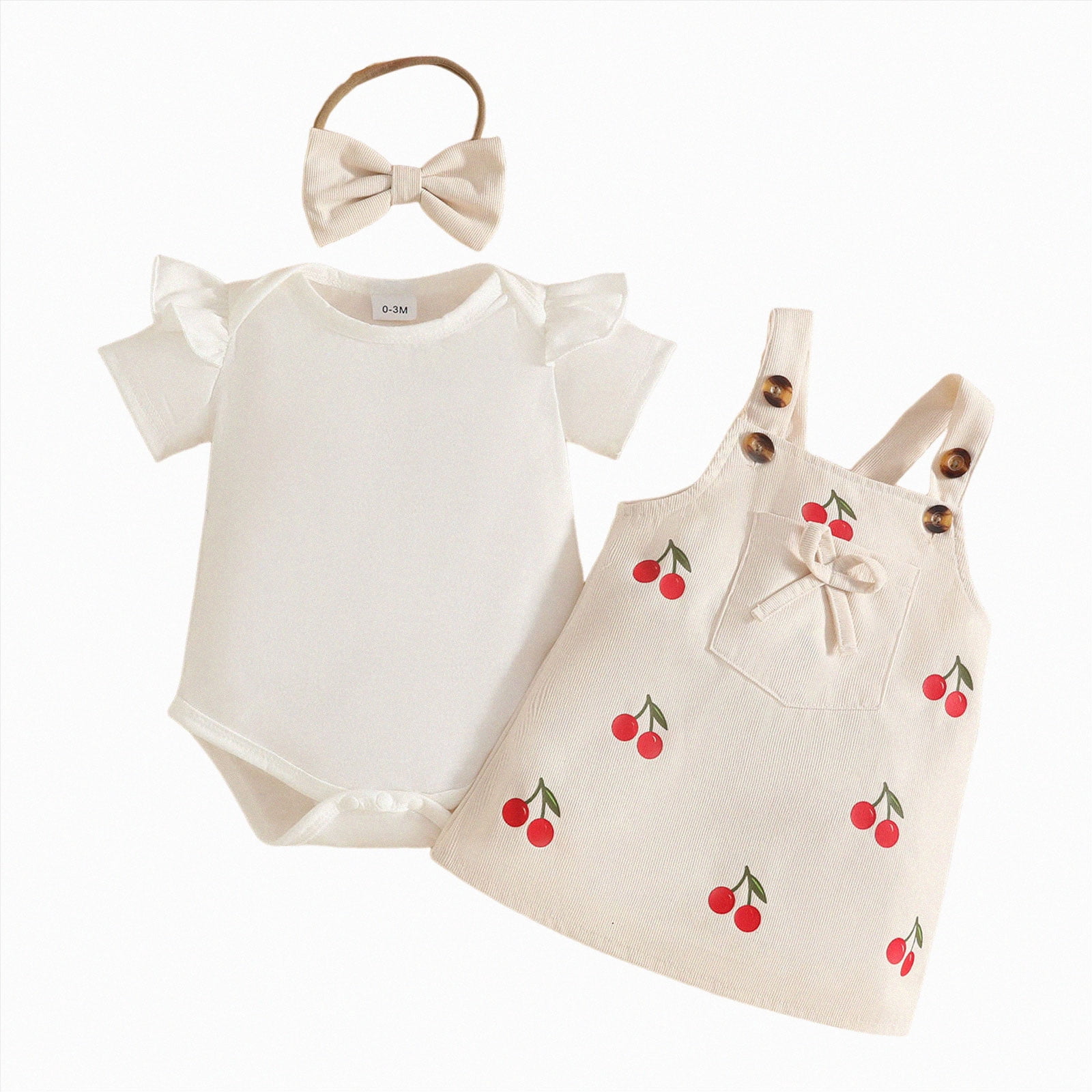 CAICJ98 Baby Girl Clothes Newborn Suspender Skirt Short Sleeve Ruffle ...